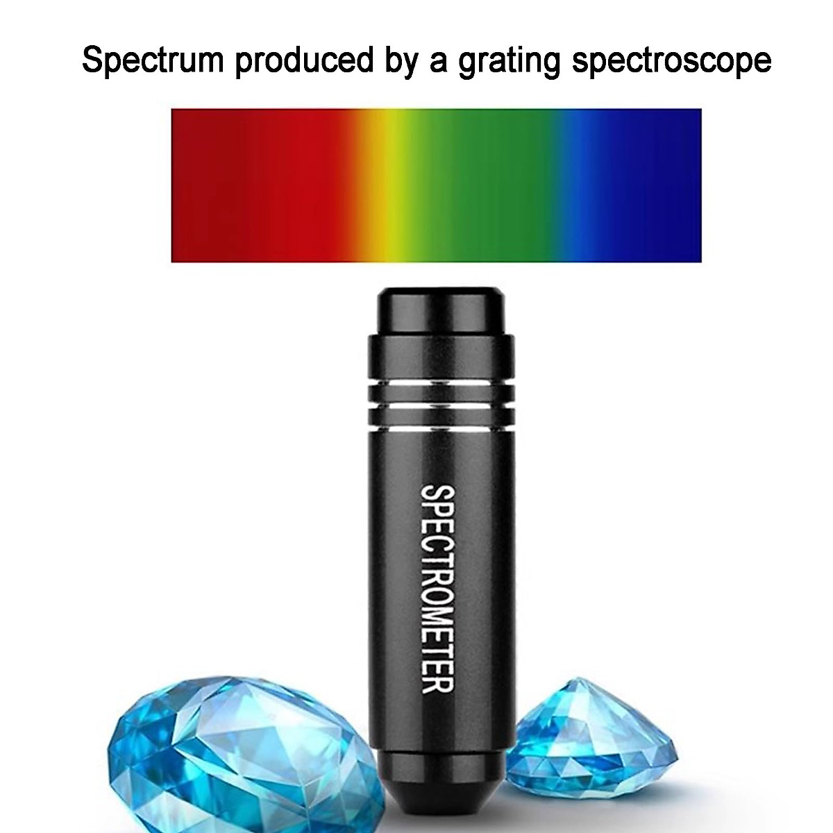 Handheld Spectroscope, Gemological Grating Diffraction Spectroscope, Eyepiece 5nm, Objective Lens 4nm, for Quick Gemstone Identification