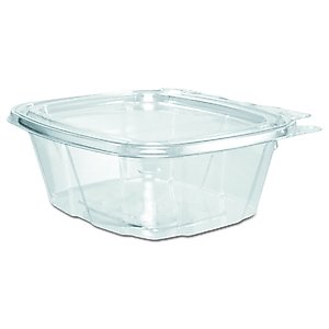 Dart CH16DEF 16 oz Tamper-Resistant Clear Hinged Container with Flat Lid (Case of 200)