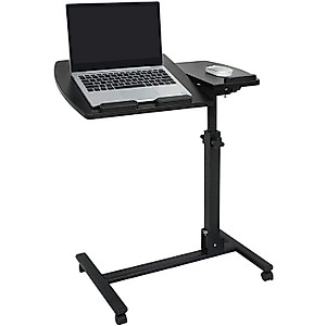 ZENY Mobile Laptop Stand Overbed Table Rolling Desk Cart Adjustable Sit-Stand Laptop Computer Desk Bedside Standing Desk, Height Adjutable 24'' to 35''