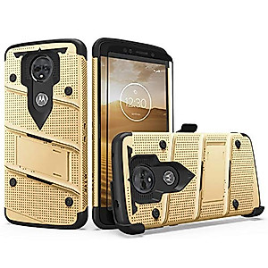ZIZO Bolt Series Motorola Moto e5 Supra Case Military Grade Drop Tested with Tempered Glass Screen Protector Holster e5 Plus Gold