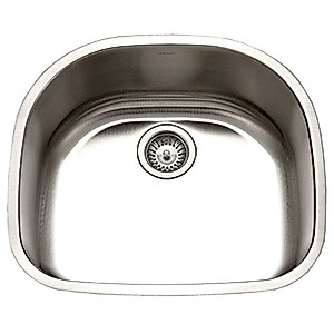 Houzer STS-1400-1 Eston Series Undermount Stainless Steel Single D Bowl Kitchen Sink, 18 Gauge