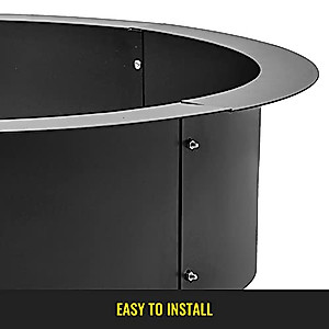 VBENLEM Fire Pit Ring 36-Inch Outer/30-Inch Inner Diameter, 10inch Height Fire Pit Insert 2.5mm Thick Heavy Duty Solid Steel, Fire Pit Liner DIY Campfire Ring Above or In-Ground for Outdoor