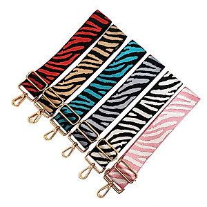 LOHGOU Wide Purse Bag Strap Replacement Zebra Pattern Adjustable Crossbody Handbag Purse Strap Handbag Strap Extender (Purple)