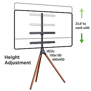Promounts Modern Wood TV Easel Stand with 180° Swivel for 47-70 inch LCD, LED, Plasma OLED Screens. Corner TV Stand, Universal TV Stand for Curved and Flat Televisions