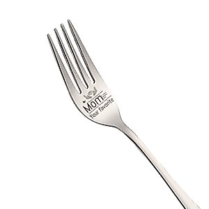 Funny Mom Birthday Gift from Daughter Son, Stainless Steel Engraved Dinner Forks, Mother's Day Gift for Mom, Thanksgiving Christmas Day Gifts for Mom, Bonus Moms, Stepmom, Mother in Law