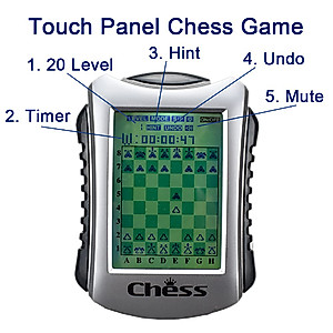 Lyght Handheld Electronic Chess Game, 20 Levels, 100 Built-in Chess Records, Built-in Connect Four and Checker Game,