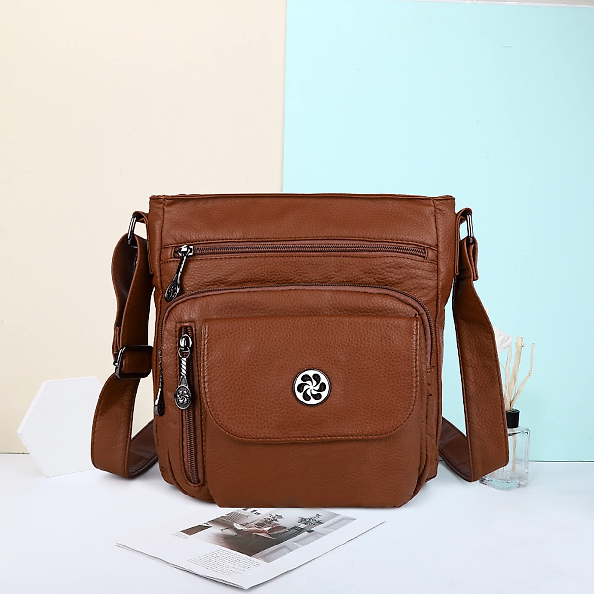 Angel Kiss Crossbody Bags Faux Vegan Leather Shoulder Bags for Women Small Handbag with Adjustable Strap