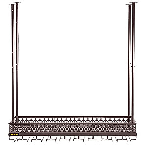 VEVOR Ceiling Wine Glass Rack, 35.8 x 13 inch Hanging Wine Glass Rack, 18.9-35.8 inch Height Adjustable Hanging Wine Rack Cabinet, Coppery Wall-Mounted Wine Glass Rack Perfect for Bar Cafe Kitchen