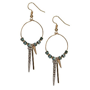 SPUNKYsoul Tribal Gold Boho Chic Ethnic Vintage Hoop Circle Fishhook Dangle Earrings for Women and Girls Gift Jewelry Bohemian