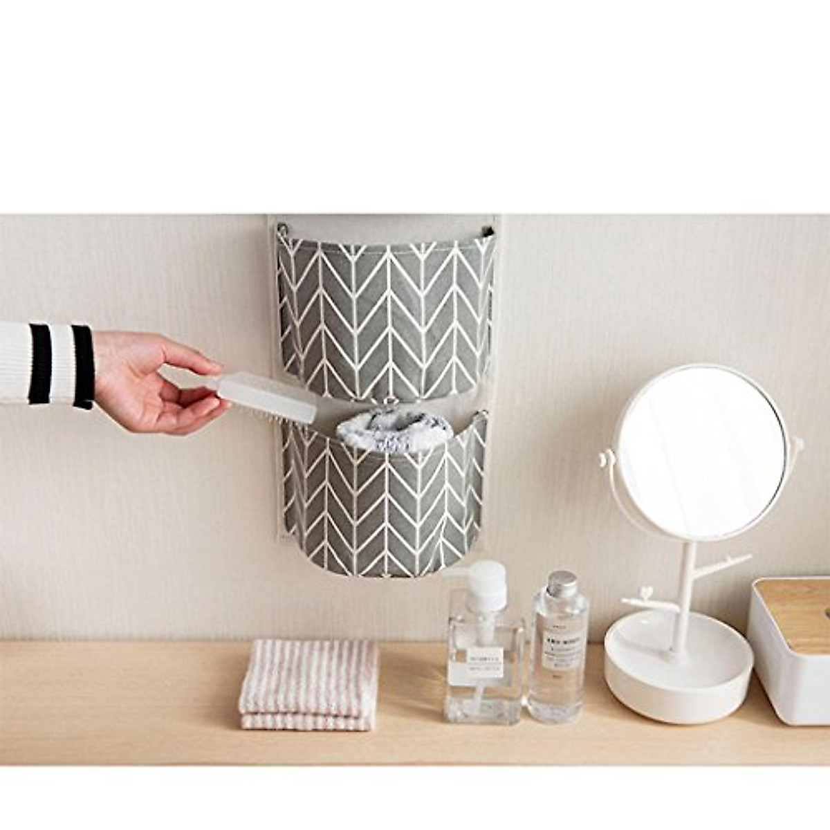 Wall Hanging Storage Bag,IEason 3 Grids Wall Hanging Storage Bag Organizer Toys Container Decor Pocket Pouch (Gray)