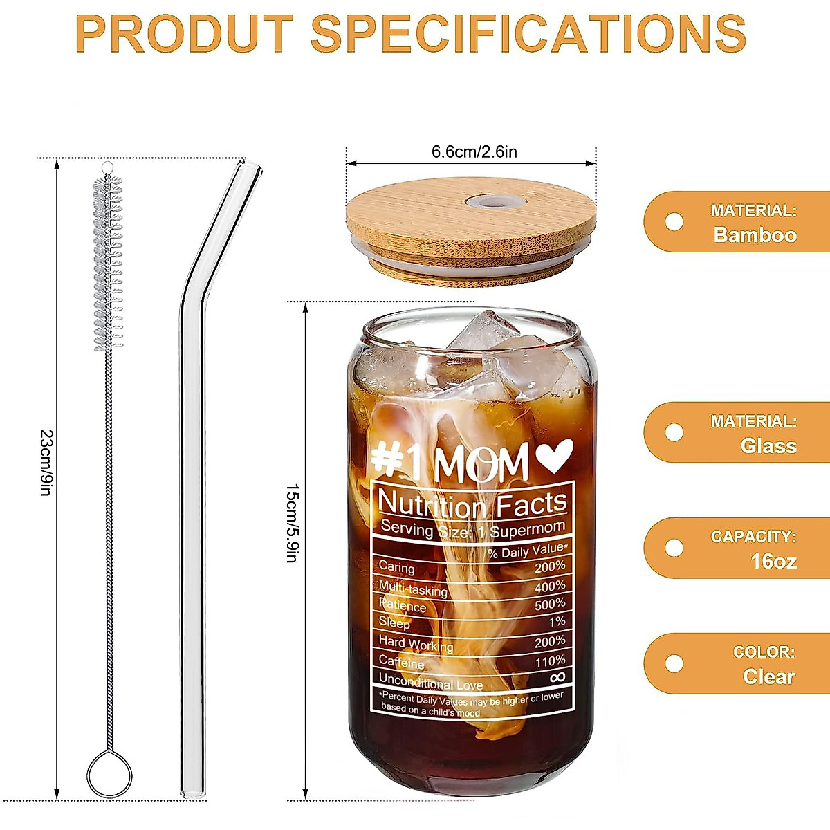 MAMAGIFTREE Gifts for Mom - Mom Birthday Gifts, Mothers Day Gifts for Mom, Mom Gifts from Daughter Son, 16 Oz Mom drinking glass