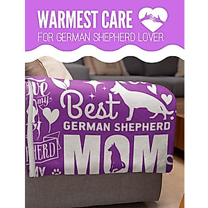 InnoBeta German Shepherd Themed Throws for Dog Moms, Dog Lovers, Dog Owners, Bed Flannel Plush Blankets, Birthday Gifts for German Shepherd Lovers, Best Friend, Coworkers, Sisters (50"x 65") - Purple