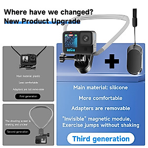 MARTVSEN "Magnetic Neck Selfie Holder Mount with Phone Clip Kit, POV View Video Vlog Selfie Hand Free Necklace Lanyard Body Strap Mount Holder for GoPro Max Hero Insta360 DJI Action iPhone Samsung