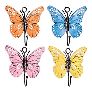 Comidox 4Pcs Cute Butterfly Coat Hooks Creative Decorative Butterfly Wall Hooks Perfect for Hanging Coats,Bags,Scarves,Towels and Keys Stylish Room Wall Decoration