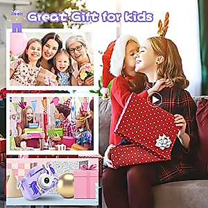 OUTUVAS Kids HD Digital Video Cameras for Toddler, Christmas Birthday Gifts for Boys and Girls Age 3+, 1080P HD Anti-Drop Camera, with 32GB SD Card. (Purple)