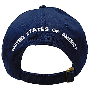 USA Flag United States of America Map Navy Blue Washed Cotton Adjustable Embroidered Baseball Hat Cap