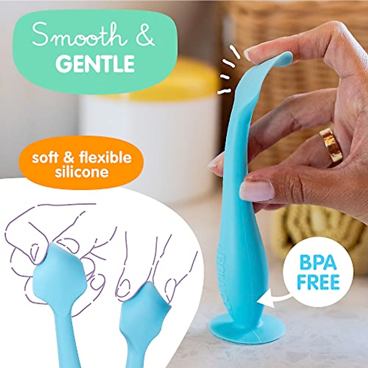 Bumco Baby Diaper Rash Cream Applicator - Baby Bum Brush Diaper Cream Spatula for Butt Paste Diaper Cream - Newborn Baby Essentials, Perfect for Baby Registry, Baby Shower Gifts - Blue