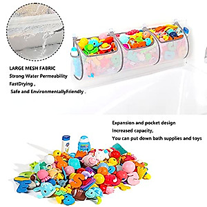 Ligereza Bathtub Toy Holder，Prevent Spots，Bath Toy Storage Bath Toys for Kids Ages 4-8 30“x8.7”Mesh Bath Toy Holder，let Baby Bath Toys Quick Drying…