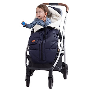 KZ Dotnz Universal Footmuff for Stroller with Adjustable Side Central and Botton zips, Stroller Footmuff with Soft Hood, Waterproof Warm Outdoor Baby Stroller Bunting Bag/Stroller Accessories