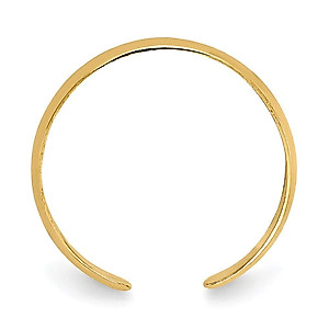 Jewelryweb - Solid 14k Yellow Gold 3mm Classic Polished Adjustable Toe Ring - Toe Ring for Woman - Non Tarnish Toe Ring - Solid Gold Boho Toe Ring