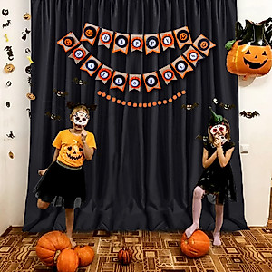 Hiasan Black Backdrop Curtains for Parties, Polyester Photography Backdrop Drapes for Family Gatherings, Wedding Decorations, 5ftx7ft, Set of 2 Panels