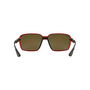 Ray-Ban RB8360M Scuderia Ferrari Collection Square Sunglasses, Matte Red/Light Green Mirrored Blue, 62 mm