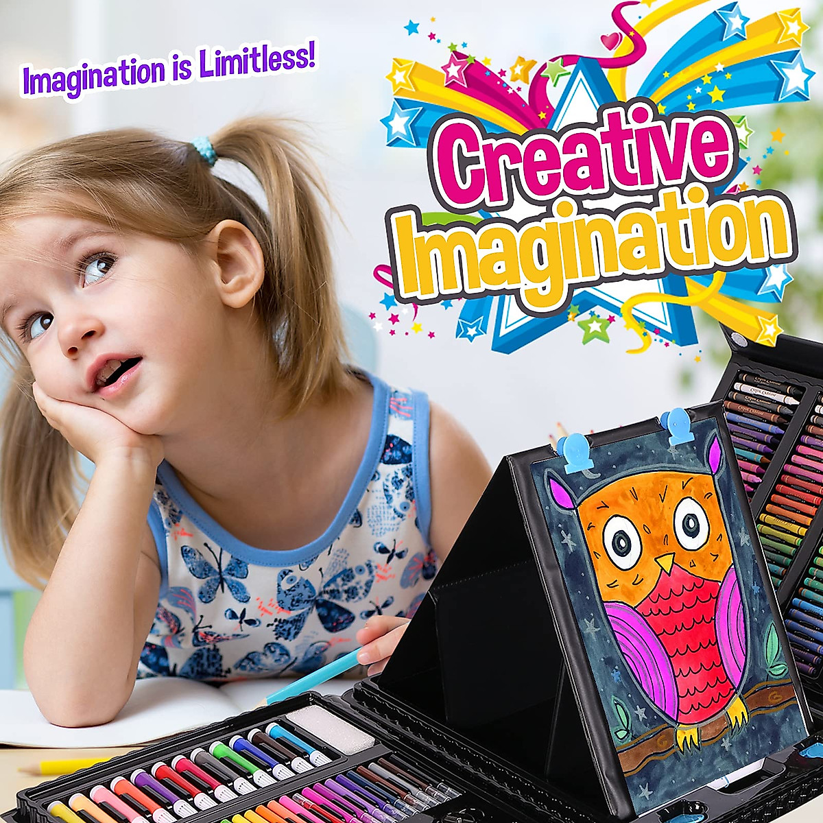 Alloytop 226 Pcs Art and Craft Supplies Colored Pencils - School Supplies Kit Painting Drawing Sketching Coloring Teens Girls Boys Kids Ages 6 7 8 9 10 11 12 Years Old with Oil Pastels Crayons