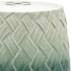 Oriental Furniture 18" Carved Woven Design Porcelain Garden Stool