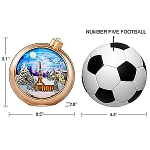 Big Christmas Snow Globes Lighted,6H Timer Snow Globes Bling Snow Globes Christmas Music Box 8 Songs, Golden Round Lantern with Xmas Tree