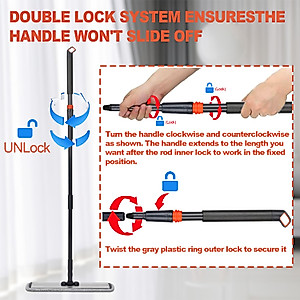 18 Professional Microfiber Mop Large Flat Mops for Floor Cleaning 4 Reusable Washable mop Pads Hardwood Cleaning System Wet and Dust Mop with 61in Long Stainless Steel Handle