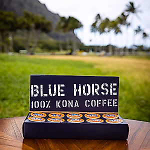Farm-fresh: 100% Kona Coffee - Medium Roast - Compatible with K-Cup 2.0-10 Single Serve Pods - Blue Horse 100% Kona Coffee Arabica Beans from Hawaii