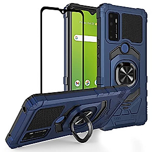 GW Case for AT&T Radiant Max 5G / Cricket Dream 5G / Innovate 5G w/Tempered Glass Screen Protector [Magnetic Car Mount Ring Kickstand Holder] Full-Body Shock Proof Cover [Military Grade] Case - Blue