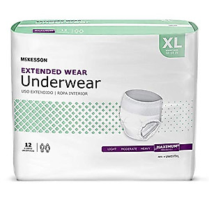 McKesson Extended Wear Underwear, Incontinence, Maximum Absorbency, XL, 48 Count