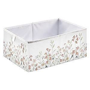 Kigai Wildflowers Cube Storage Bins - 11x11x11 In Large Foldable Storage Basket Fabric Storage Baskes Organizer for Toys, Books, Shelves, Closet, Home Decor