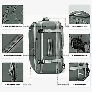 Maelstrom 40-50L Carry on Backpack,Travel Backpack for Men Women,17.3 Inch TSA Flight Approved Laptop Backpack with Hidden Shoe Bag, Expandable Large Computer Business Suitcase Backpacks-Grey