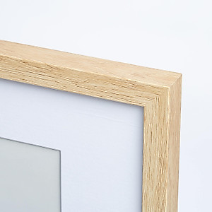 TONES FRAME DESIGN 11x14 Natural Wood Frame with 8x10 Mat, Solid Wood Venner Finish Picture Frame, and Plexiglass Front for Poster Gallery Wall Home Decor