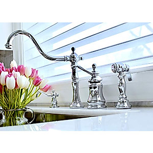 Kingston Brass KS7801TPLBS Templeton Widespread Kitchen Faucet with Brass Sprayer, Polished Chrome