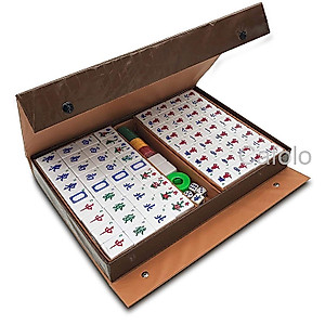 Chinese Mahjong X-Large 144 Numbered Acrylic Tiles 1.5" Large Gold Tile with Carrying Travel Case Pro Complete Mahjong Game Set - (Mah Jong, Mahjongg, Mah-Jongg, Mah Jongg, Majiang)