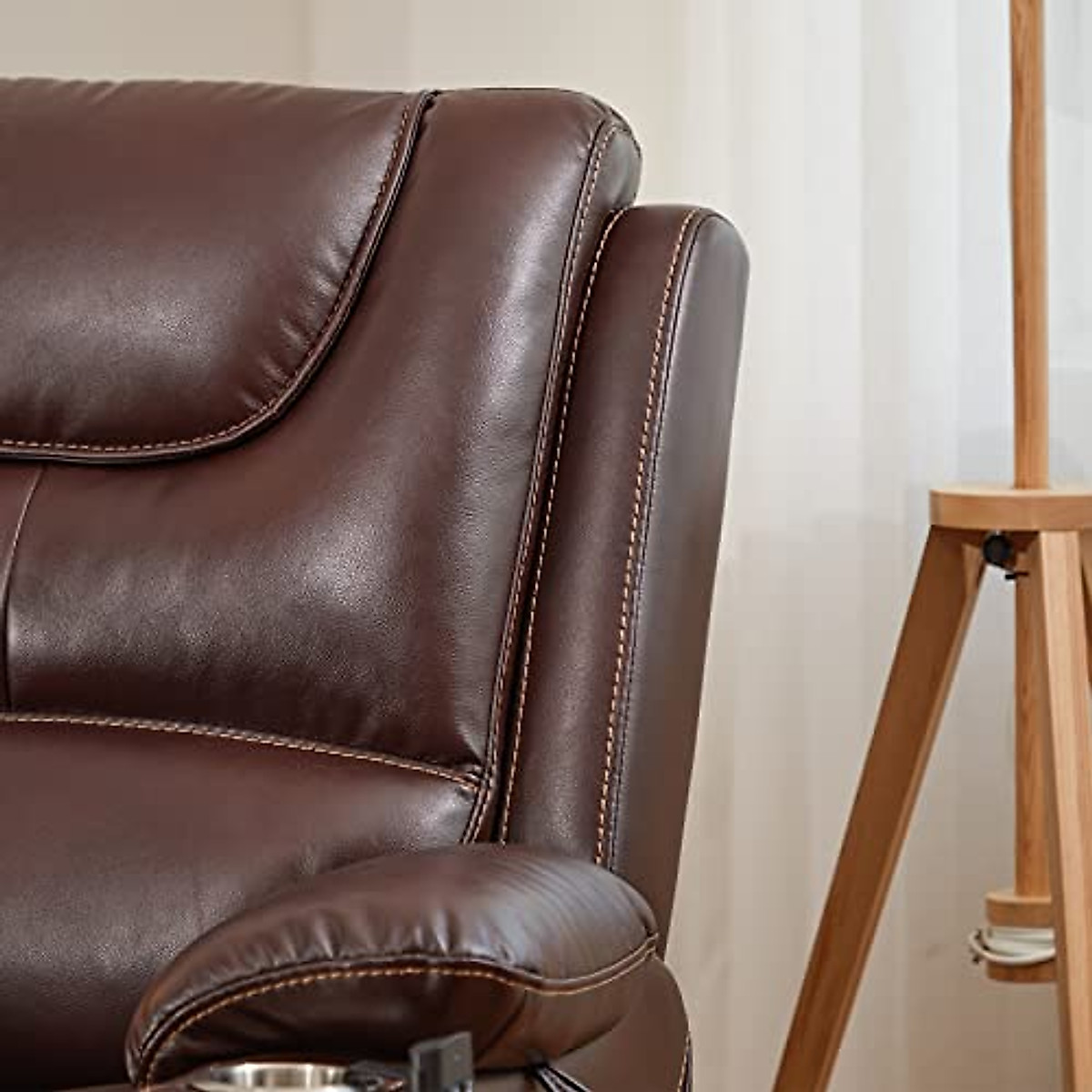 Irene House Large Recliner Lay Flat Chair Dual OKIN Motor Lift Chair Recliners for Elderly Infinite Position with Heat Massage Electric Power Lift Recliner Chair, Model Ollie(Brown, Faux Leather)