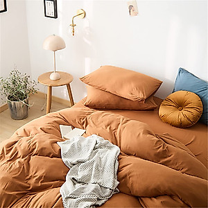 Zipper Halloween Bedding Brunt Orange Duvet Cover Queen Full Pumpkin Duvet Cover Set Fall Rust Orange Comforter Cover Zipper Tie 1 Duvet Cover 2 Pillow Shams,Aesthetic Bedding Full, No Comforter
