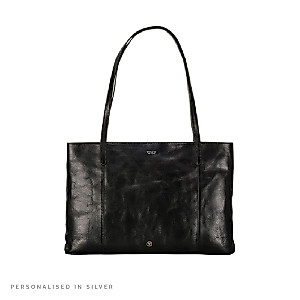 Maxwell Scott - Womens Luxury Leather Classic Shopper Tote Bag Purse - Handmade from Italian Hides - The Athenea Black