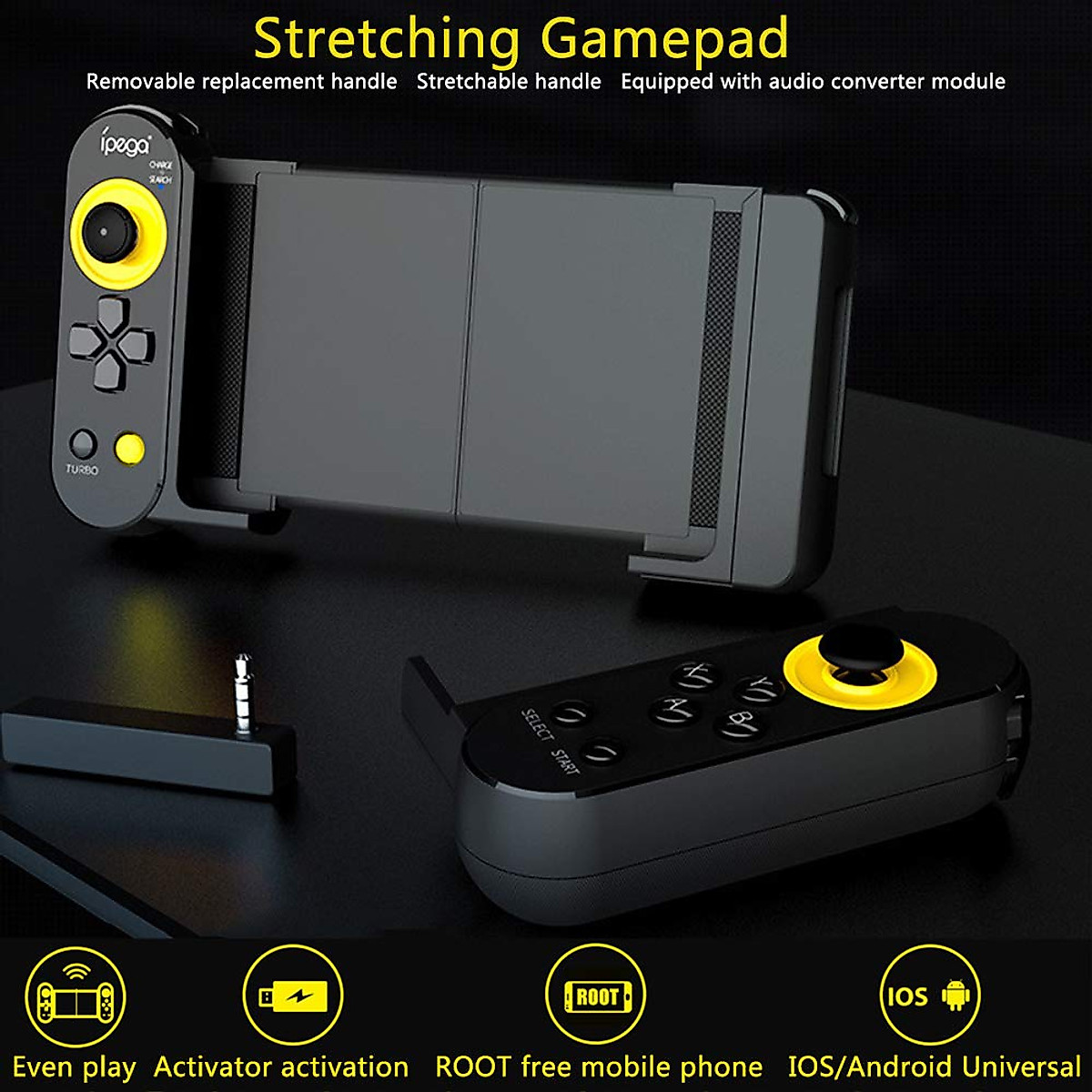 IPGEA PG-9167 Mobile Controller, Wireless 4.0 Gamepad Joystick Telescopic Game Controller Compatible Galaxy S10/S10 & Galaxy A51 Note 9 Phone XR XS Phone 11 Most iOS/Android Smart Phone Tablet PC