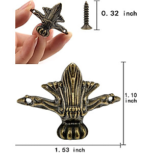 Olldag 24 PCS Antique Brass Box Legs Feet for Wood Case Jewelry Chest Storage Corner, Protector Zinc Alloy for Embossing Wooden Case Decor Cases, Cabinets (Green Bronze)