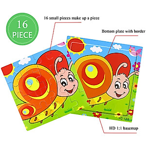 Puzzles for Kids Ages 3-5, 9 Pack Wooden Jigsaw Puzzles for Toddlers Ages 3-5 16 Pieces Preschool Educational Learning Toys Set Animals Puzzles for 3 4 5 Years Old Boys and Girls