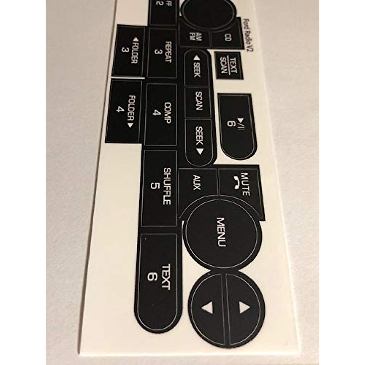 Decal USA brand FITS; 2005 2006 Ford Mustang 4.6 GT Shaker 500 & Convertible Replacement Radio Button Stickers Decals New USA CD Player 6 DISC 6-CD Button Overlay Kit