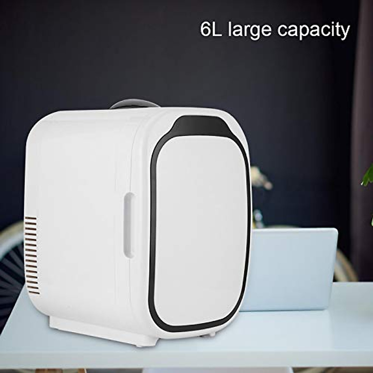 HUANGXING - Mini Fridge, 6 Liter AC DC Portable Electric Cooler and Warmer Silent Cosmetics Refrigerator Compact Personal Beauty Makeup Skincare Fridge for Skincare Bedroom Travel Car Dorm Foods(US)