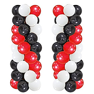 Elecrainbow 100 Count 12 Inches 320 Grams Thickened Balloons for Birthday Wedding Baby Shower Graduation Anniversary Party Decorations,White, Black, Red Assorted