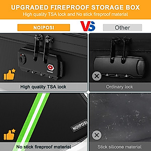 Noiposi Document Organizer with Lock ,15.0"x11.0"x4.3" Waterproof and Fireproof Document Box ,Portable Home Travel Safe Storage Box for Important Documents ,File and Birth Certificate
