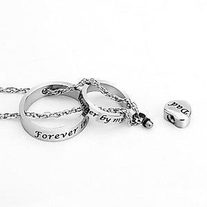 XIUDA Urn Necklace for Ashes No Longer by My Side, Forever in My Heart Carved Locket Cremated Ashes Necklace