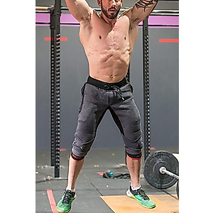 MAGCOMSEN Mens Capri Joggers with Zipper Pockets 3/4 Sweatpants Knee Length Shorts Running Shorts Training Shorts Capri Shorts Workout Pant for Men